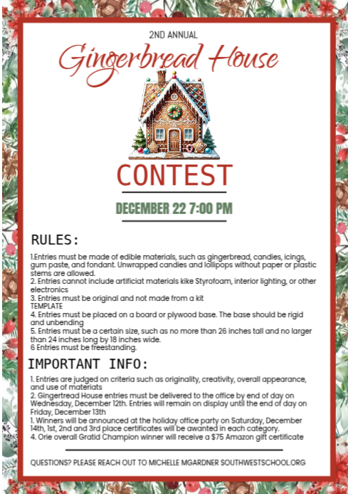 White Illustrative Gingerbread House Contest Rules Info A4 Template ...
