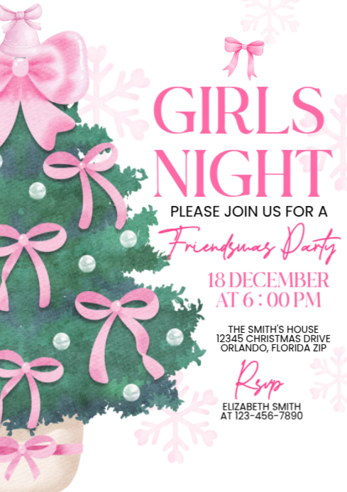 Copy of White Illustrative Girls Night Christmas Party A4 | PosterMyWall
