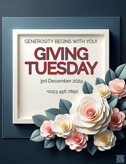 White Illustrative Giving Tuesday Flyer (us Letter) Template | PosterMyWall