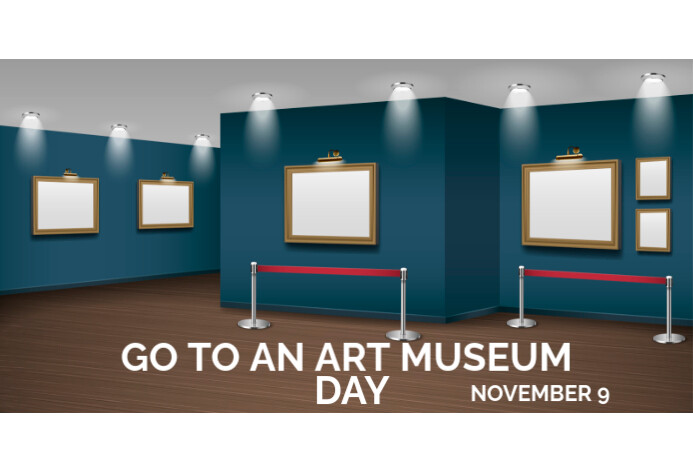 White Illustrative Go To An Art Museum Day Poster Template | PosterMyWall