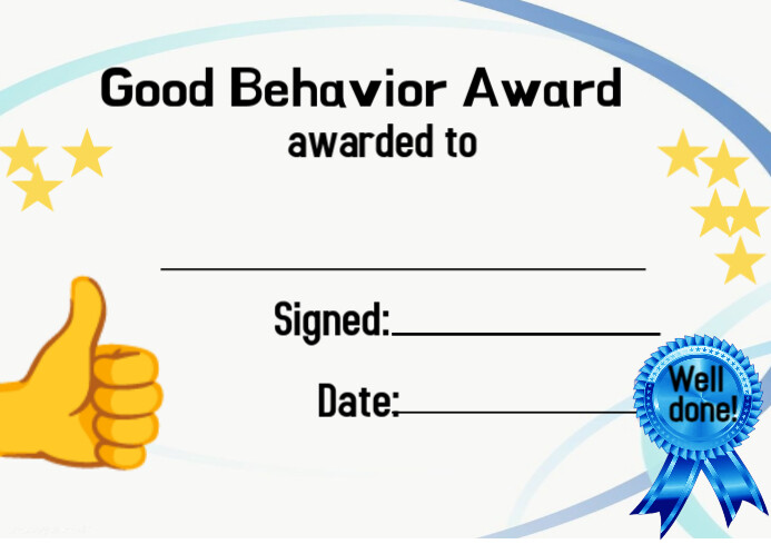 Copy of White Illustrative Good Behavior Award Certificate A4 ...