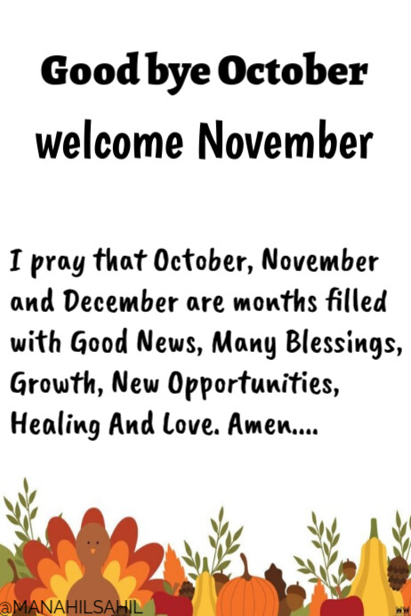 Modèle White Illustrative Good Bye October Welcome November Poster ...