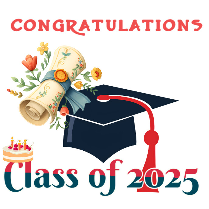 Plantilla de White Illustrative Graduation Cap With Class Of 2025 ...