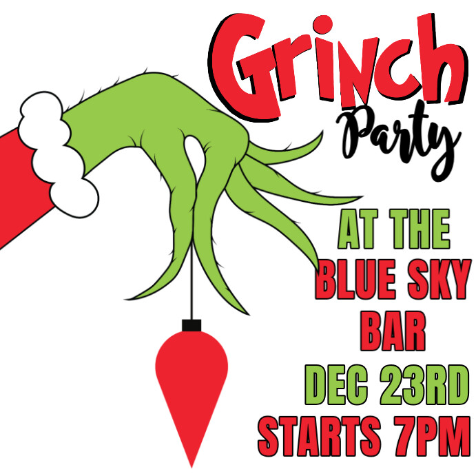 White Illustrative Grinch Christmas Party Instagram Post Template ...