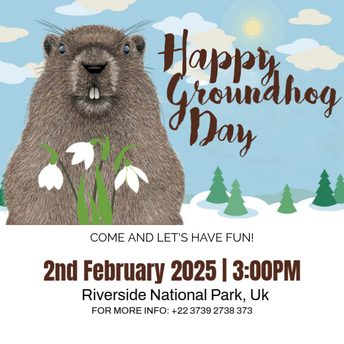 White Illustrative Groundhog Day 2025 Instagram Post Template ...