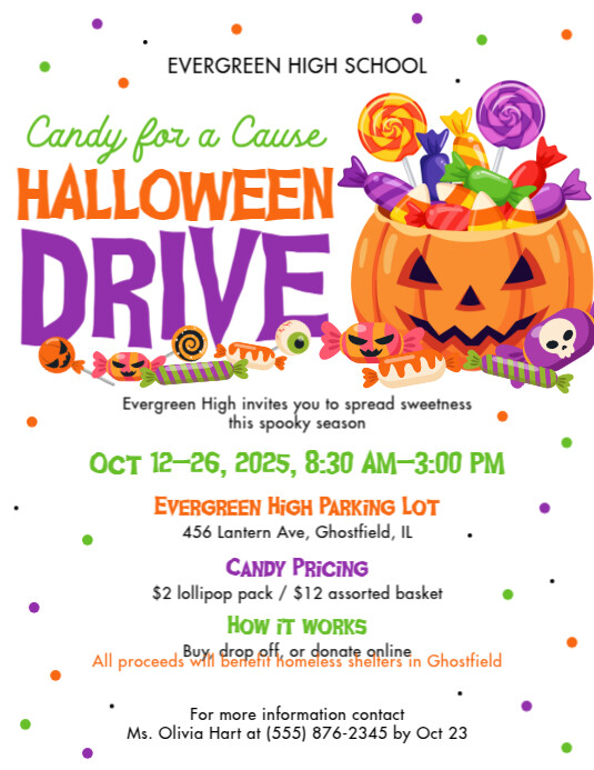 Modèle White Illustrative Halloween Candy Drive Flyer (us Letter ...