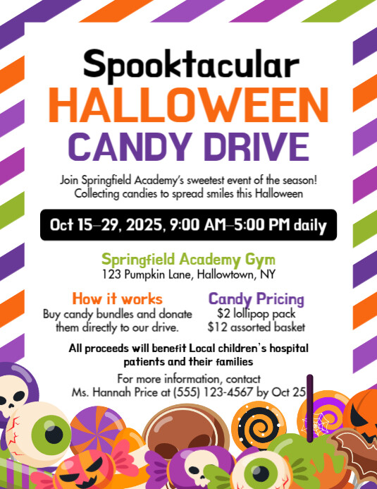 Copy of White Illustrative Halloween Candy Drive Flyer (us Letter ...