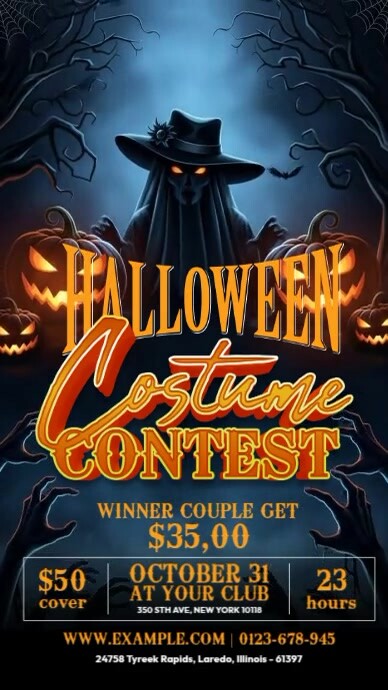White Illustrative Halloween Costume Contest Instagram Story Template ...