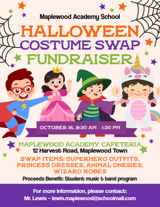White Illustrative Halloween Costume Swap Fundraiser Flyer (us Letter ...