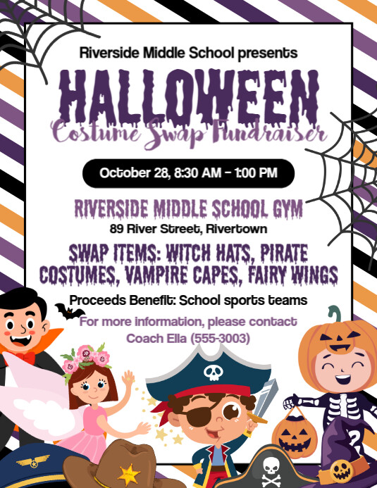White Illustrative Halloween Costume Swap Fundraiser Flyer (us Letter ...