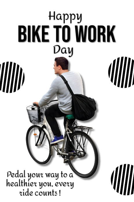 Plantilla de White Illustrative Happy Bike To Work Day Poster ...