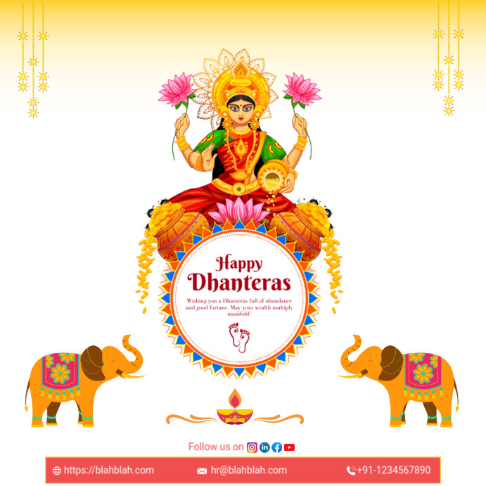 White Illustrative Happy Dhanteras Instagram Post Template | PosterMyWall