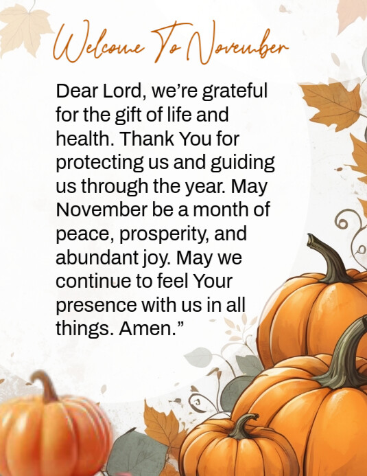 White Illustrative Happy New Month Of November Flyer (us Letter ...