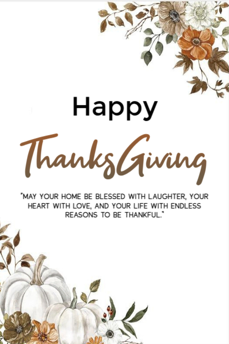 White Illustrative Happy Thanksgiving Day Poster Template 2025 Poster ...