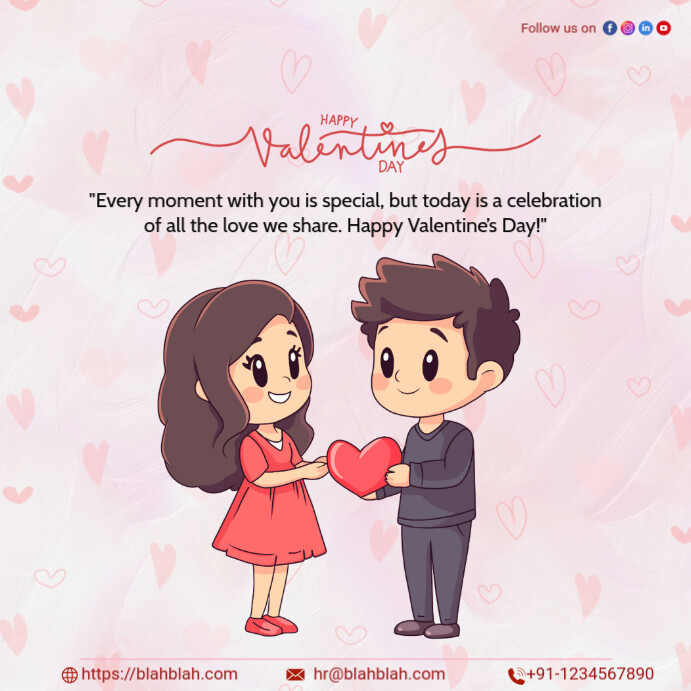 White Illustrative Happy Valentines Day Instagram Post Template ...