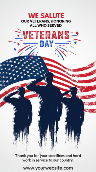 White Illustrative Happy Veterans Day Instagram Story Template ...