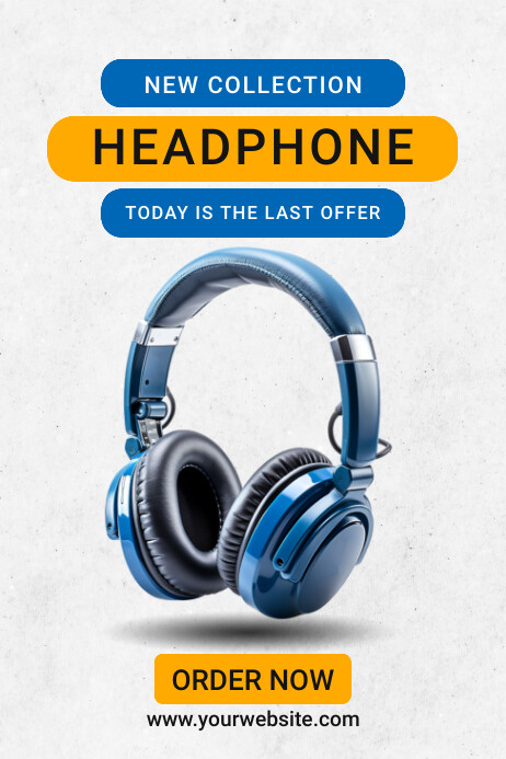 White Illustrative Headphone Poster Template | PosterMyWall