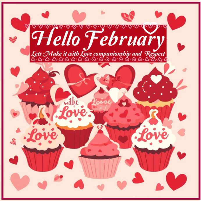 White Illustrative Hello February Post Design Template Instagram Post ...