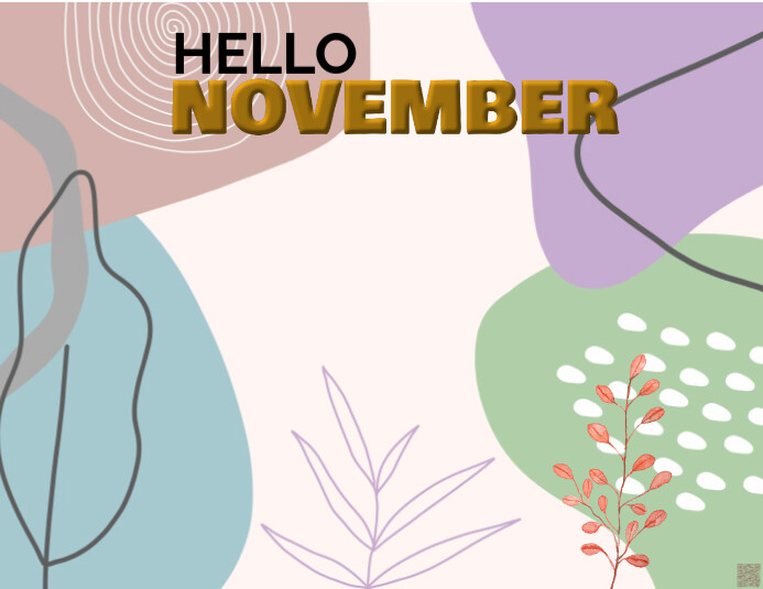 White Illustrative Hello November Flyer (us Letter) Template | PosterMyWall
