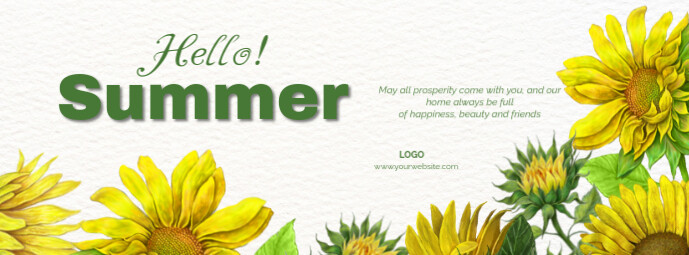 Copy of White Illustrative Hello Summer Facebook Cover Photo | PosterMyWall