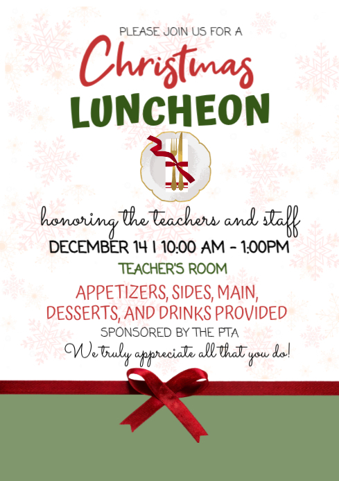 White Illustrative Holiday Christmas Luncheon A4 Template | PosterMyWall