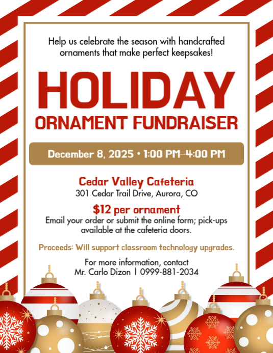White Illustrative Holiday Ornament Fundraiser Flyer (us Letter ...