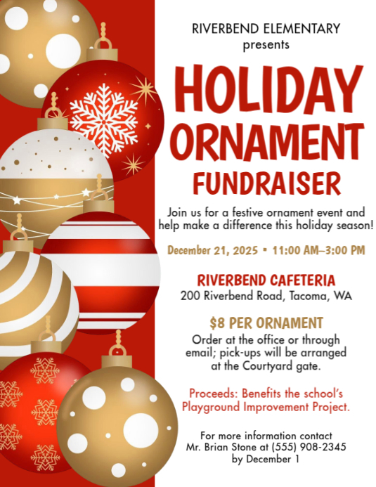 White Illustrative Holiday Ornament Fundraiser Flyer (us Letter ...