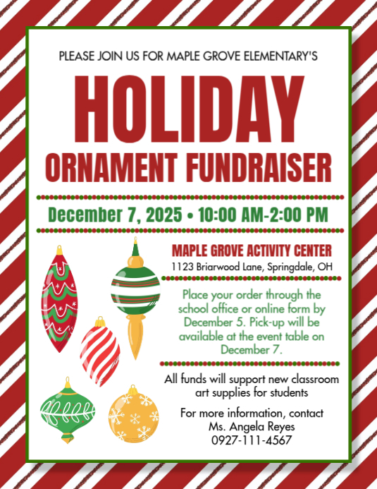 White Illustrative Holiday Ornament Fundraiser Flyer (us Letter ...