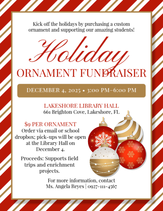 Plantilla de White Illustrative Holiday Ornament Fundraiser Flyer (us ...