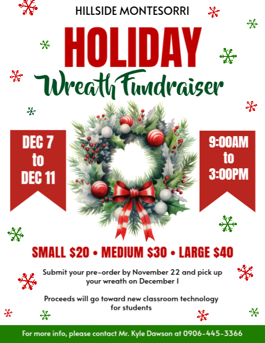 White Illustrative Holiday Wreath Fundraiser Flyer (us Letter) Template ...