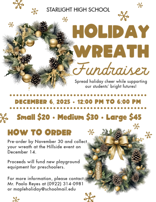 White Illustrative Holiday Wreath Fundraiser Flyer (us Letter) Template ...