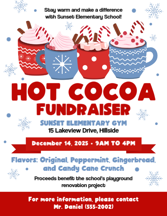 White Illustrative Hot Cocoa Fundraiser Flyer (us Letter) Template ...