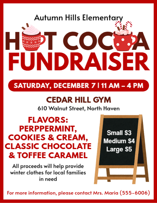 White Illustrative Hot Cocoa Fundraiser Flyer (us Letter) Template ...
