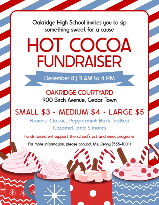 White Illustrative Hot Cocoa Fundraiser Flyer (us Letter) Template ...