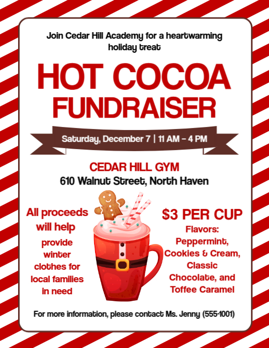 White Illustrative Hot Cocoa Fundraiser Flyer (us Letter) Template ...