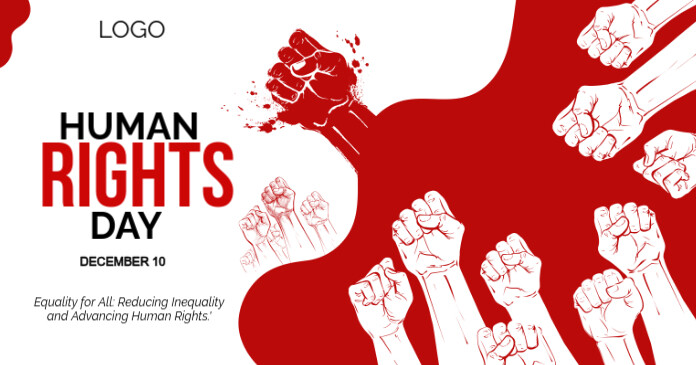 White Illustrative Human Rights Day Facebook Shared Image Template ...