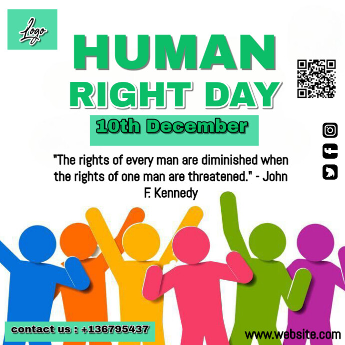 White Illustrative Human Rights Day Instagram Post Template | PosterMyWall