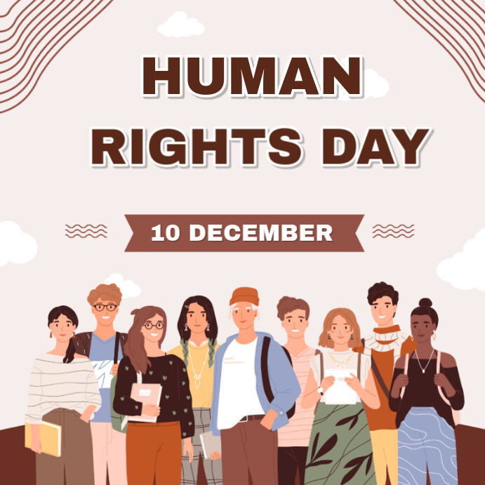 White Illustrative Human Rights Day Instagram Post Template | PosterMyWall