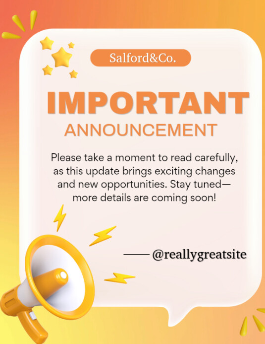 Copy of White Illustrative Important Announcement Flyer 2025 | PosterMyWall