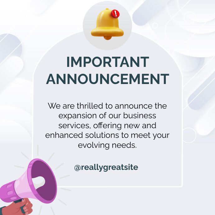 White Illustrative Important Announcement Ins Template | PosterMyWall
