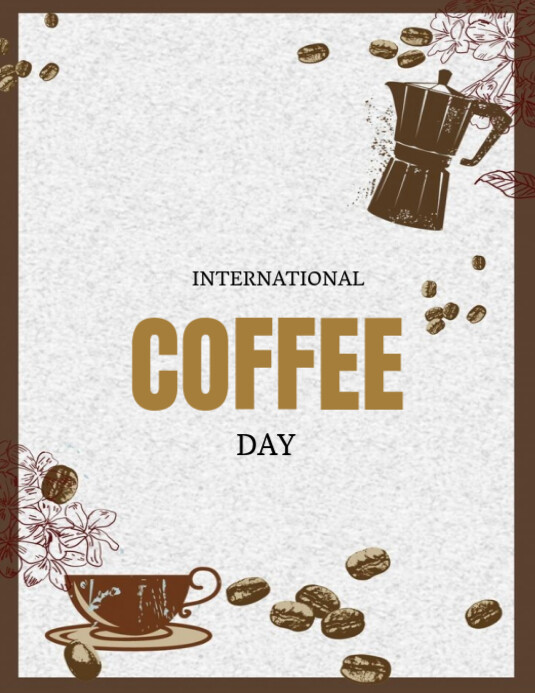White Illustrative International Coffee Day Flyer (us Letter) Template ...