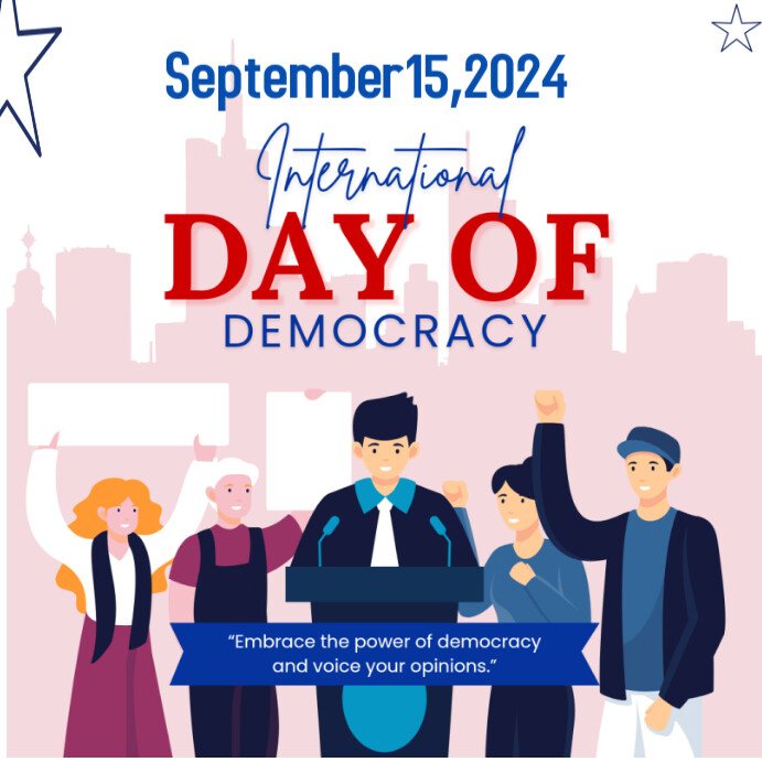 Plantilla de White Illustrative International Day Of Democ | PosterMyWall