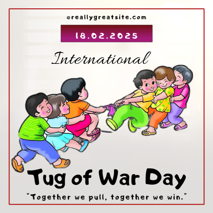 White Illustrative International Tug Of War Day Instagram Post Template ...