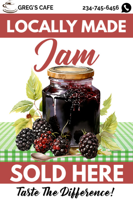 White Illustrative Jam And Spreads Poster Ad Template | PosterMyWall