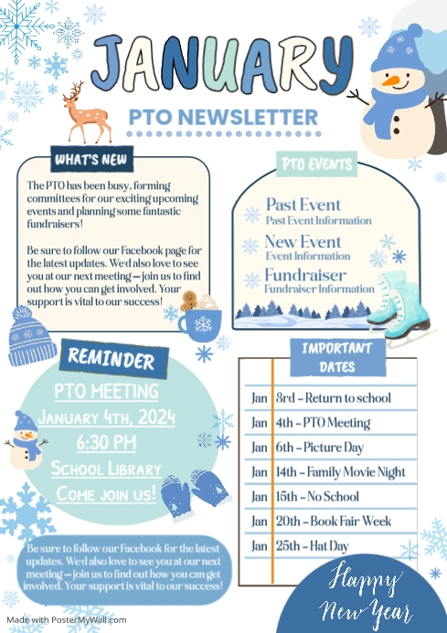 Copy of White Illustrative January Newsletter A4 | PosterMyWall