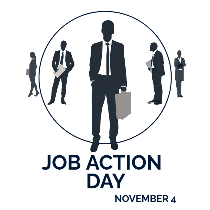 White Illustrative Job Action Day Instagram Post Template | PosterMyWall