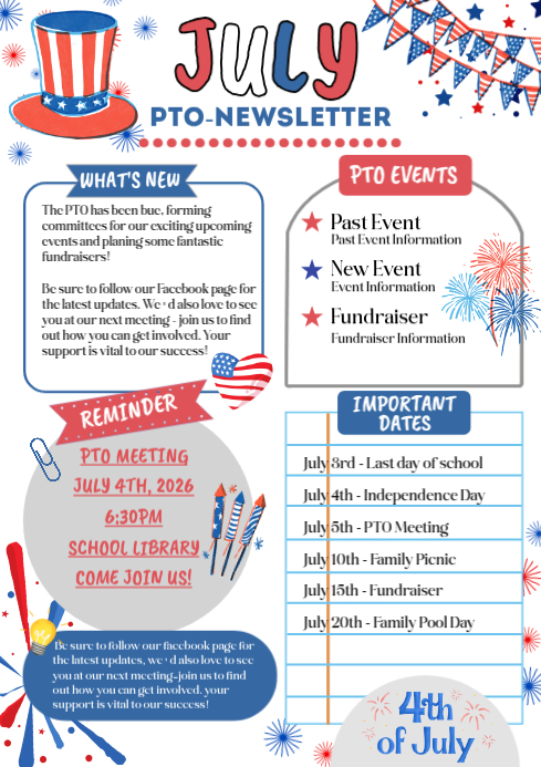 Copy of White Illustrative July Pto Newsletter A4 | PosterMyWall