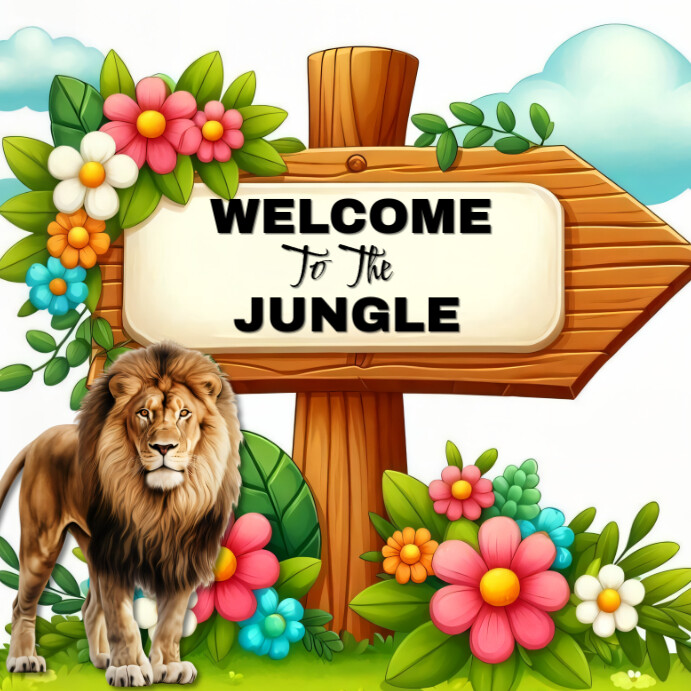 Plantilla de White Illustrative Jungle Welcome Sign Instagram Post ...