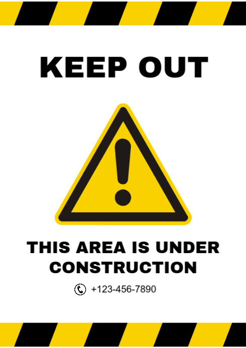 White Illustrative Keep Out Warning Sign Template | PosterMyWall