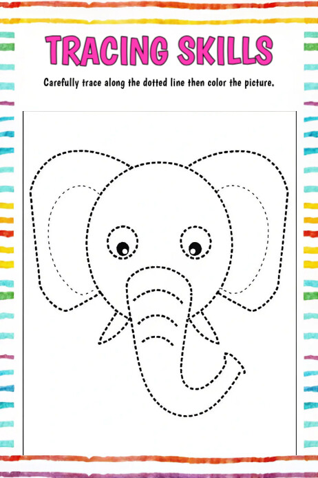 White Illustrative Kids Tracing And Coloring Worksheets Poster Template ...
